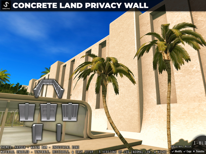 Second Life Marketplace - [satus Inc] Concrete Land Privacy Wall